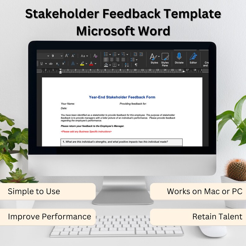 Customisable Stakeholder Feedback Form | Microsoft Word Template - Etsy ...