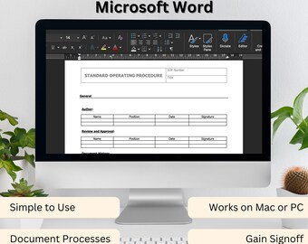 Standard Operating Procedure Template SOP Template MS Word Instant ...