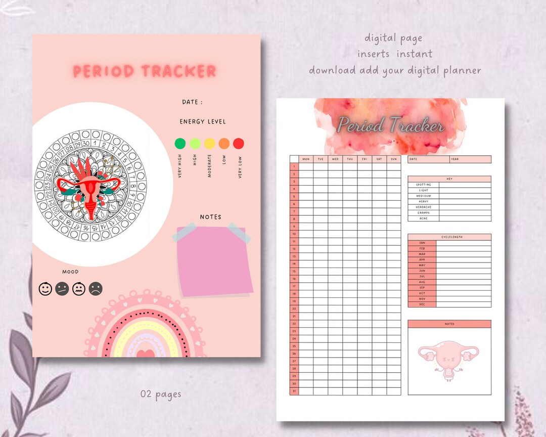 Printable Period Tracker Menstruation Tracker Cycle Length Ovulation ...