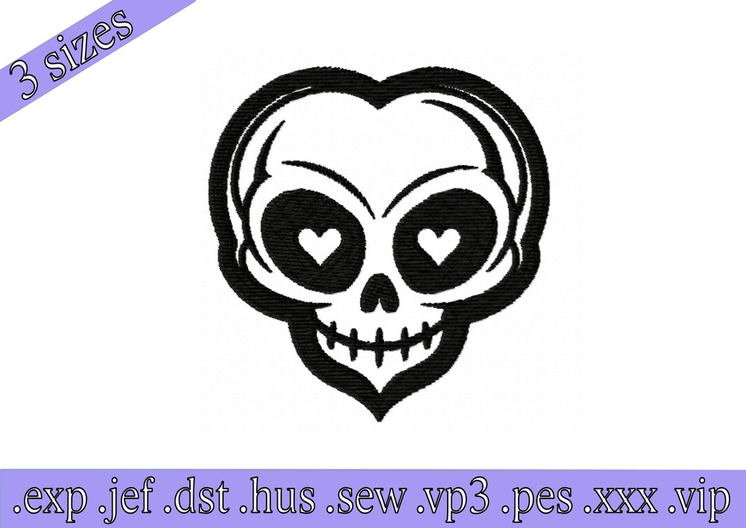 Anime Skull Embroidery Designs, Skull Embroidery Design, 3 Sizes ...