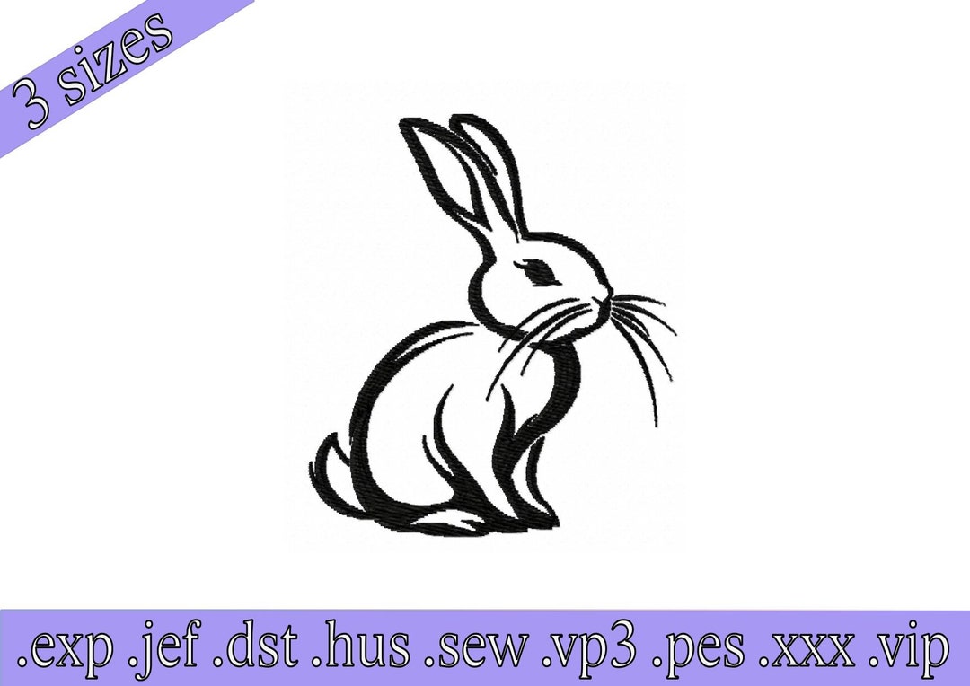 Easter Bunny Mashine Embroidery Design, Outline Rabbit Embroidery File ...