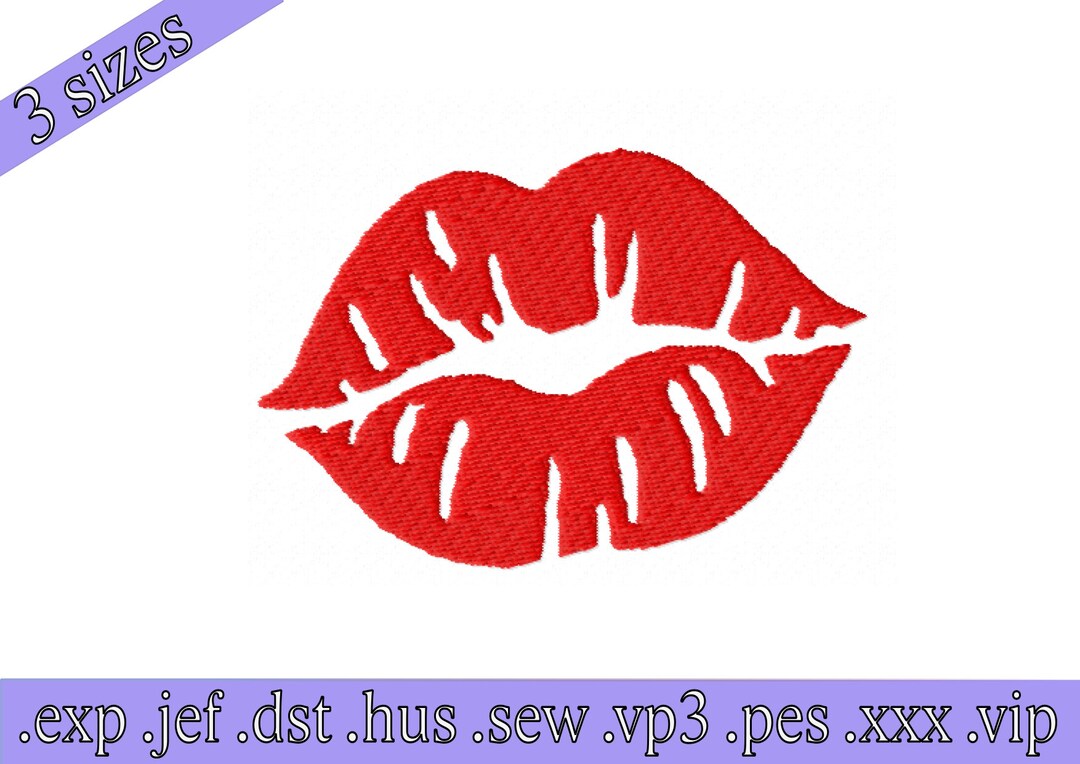 Red Lips Mashine Embroidery Design, Embroidery Design File, 3 Sizes ...