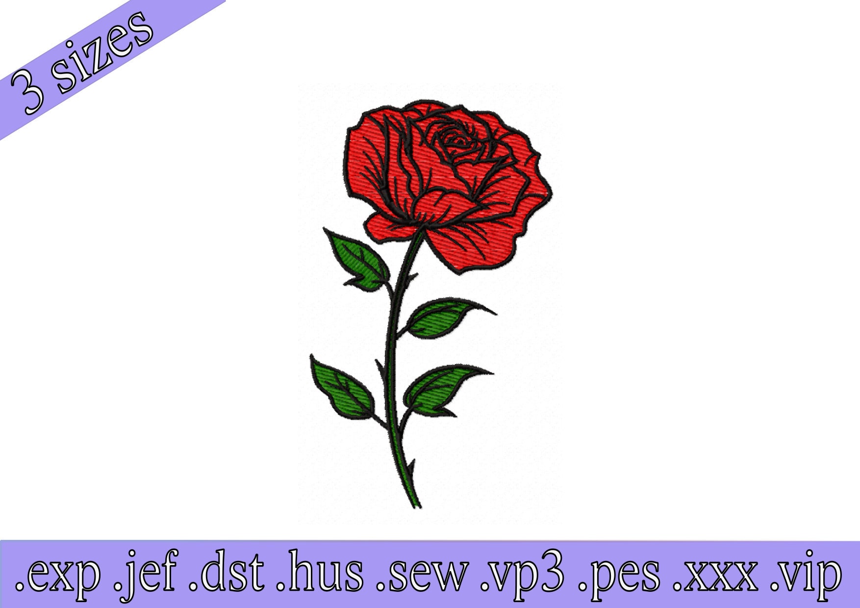 Red Rose Embroidery Design, Embroidery File, Rose Embroidery Designs - Etsy