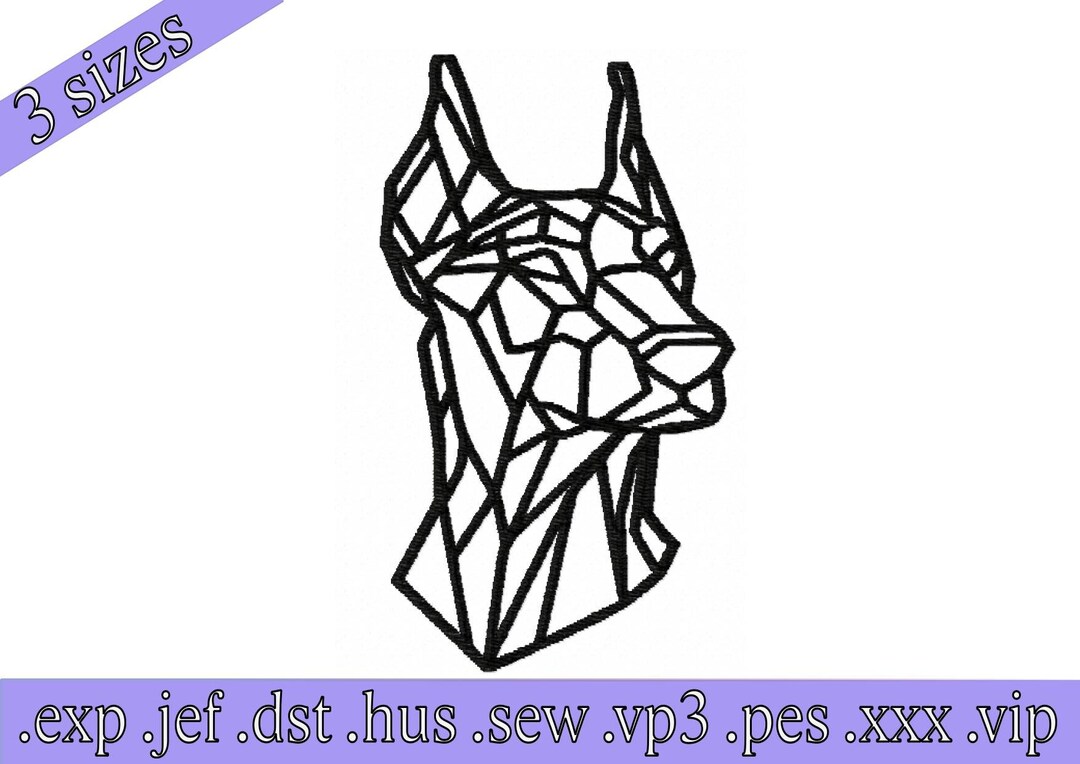 Geometric Doberman, Doberman Head, Mashine Embroidery File, Mashine ...