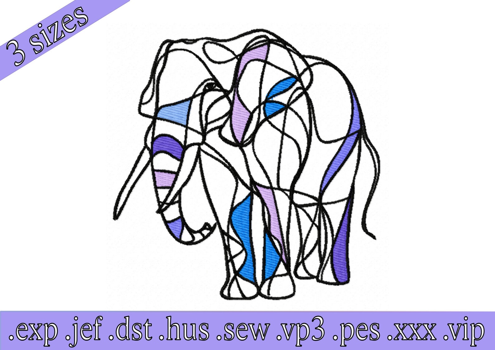 Line Art Elephant Mashine Embroidery Designs, Mashine Embroidery File ...