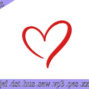 Heart Embroidery Mashine Design, 3 Sizes, Line Art - Etsy