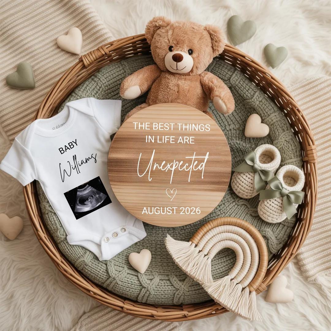Unexpected Baby Announcement Template, Spring Surprise Pregnancy Reveal ...