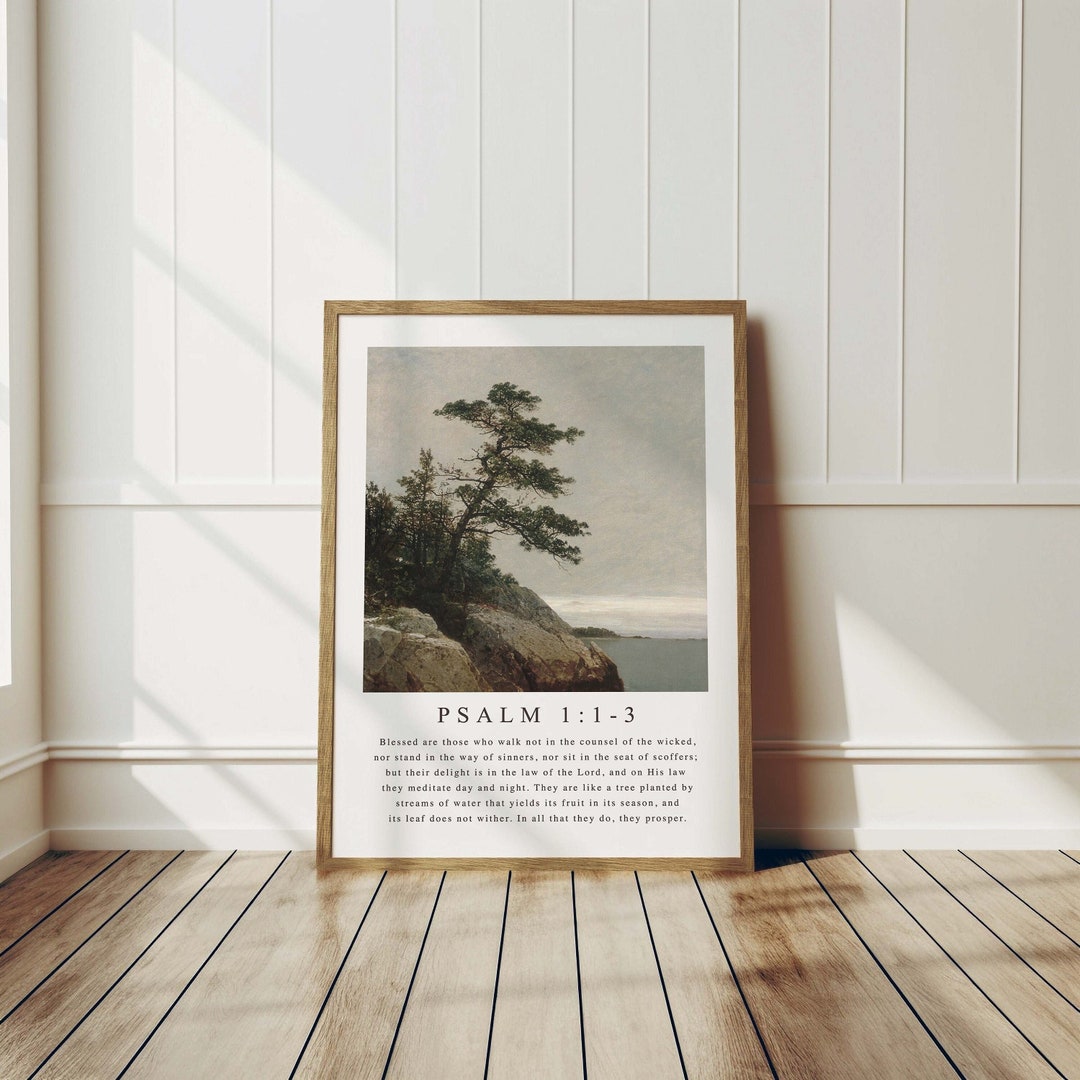 Psalm 1 Vintage Bible Verse Christian Art Print | Christian Wall ...