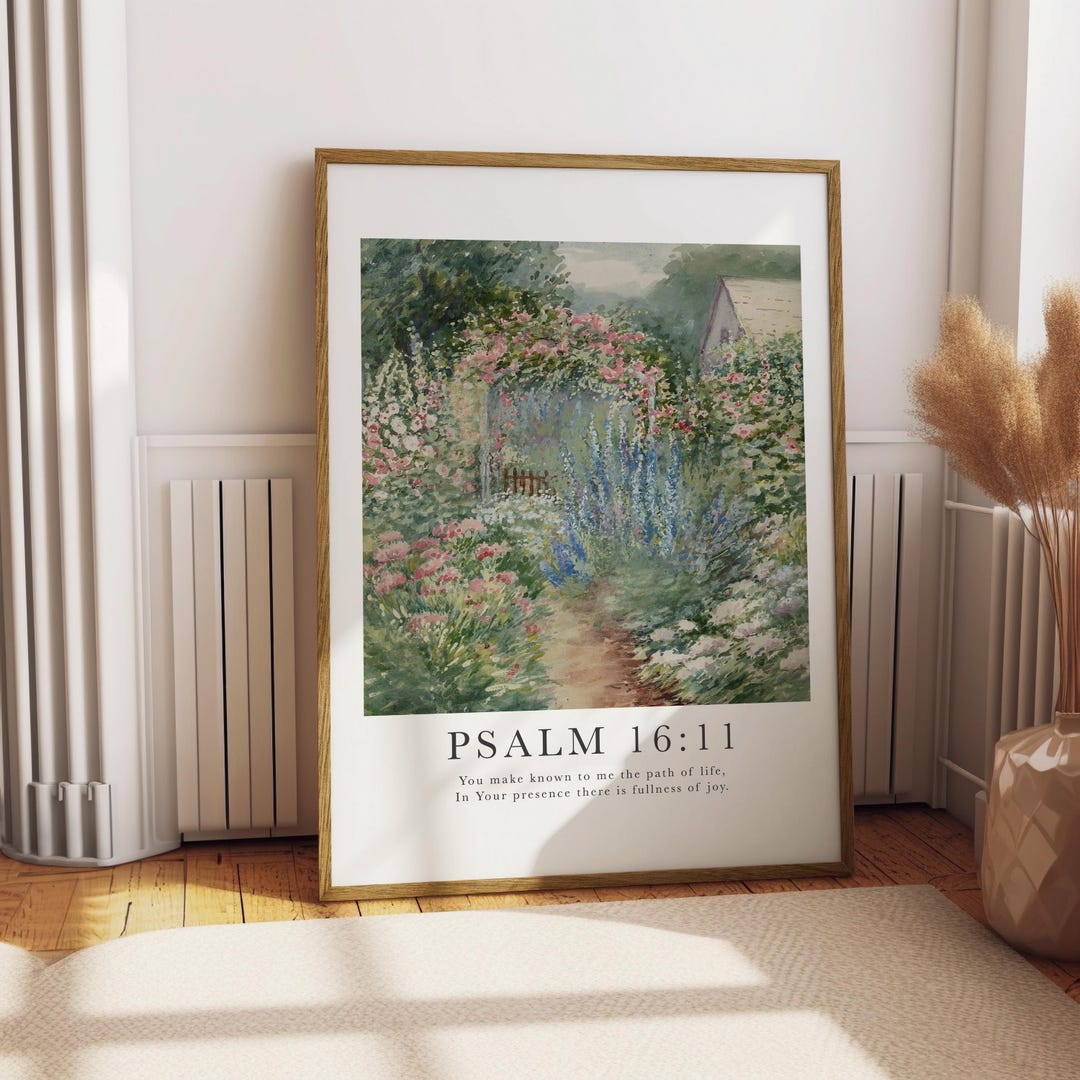 Psalm 16 Vintage Landscape Art Print: Christian Scripture (digital ...