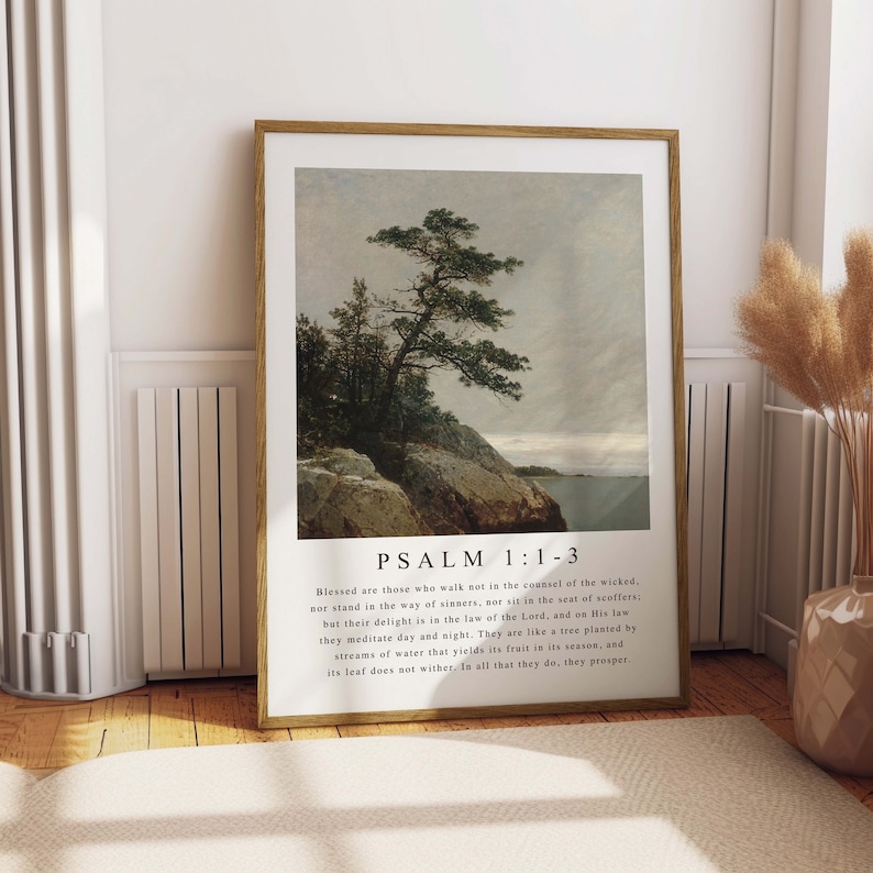 DIGITAL DOWNLOAD Psalm 1 Vintage Bible Verse Christian Art Print ...