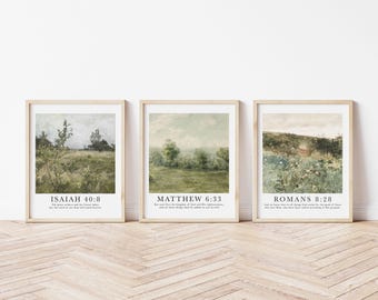 Set of 3 Bible Verse Vintage Art Printable Digital Download Scripture ...