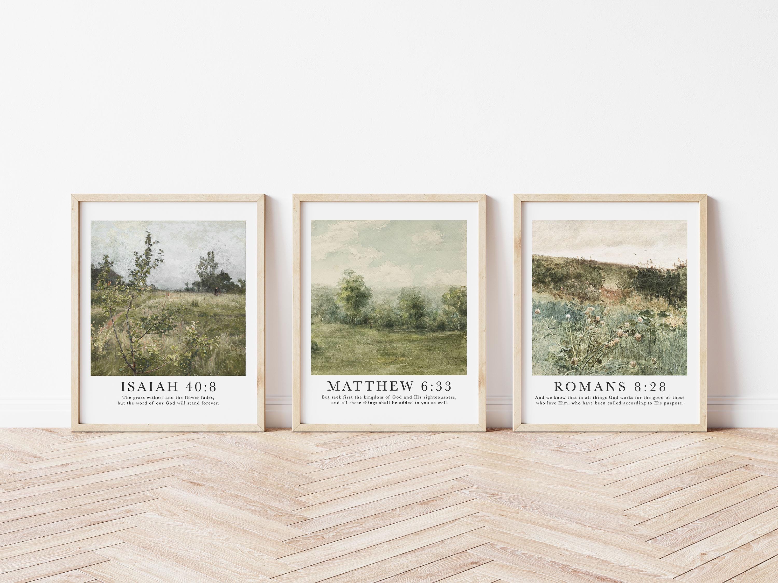 Set of 3 Bible Verse Vintage Art Printable | Digital Download ...