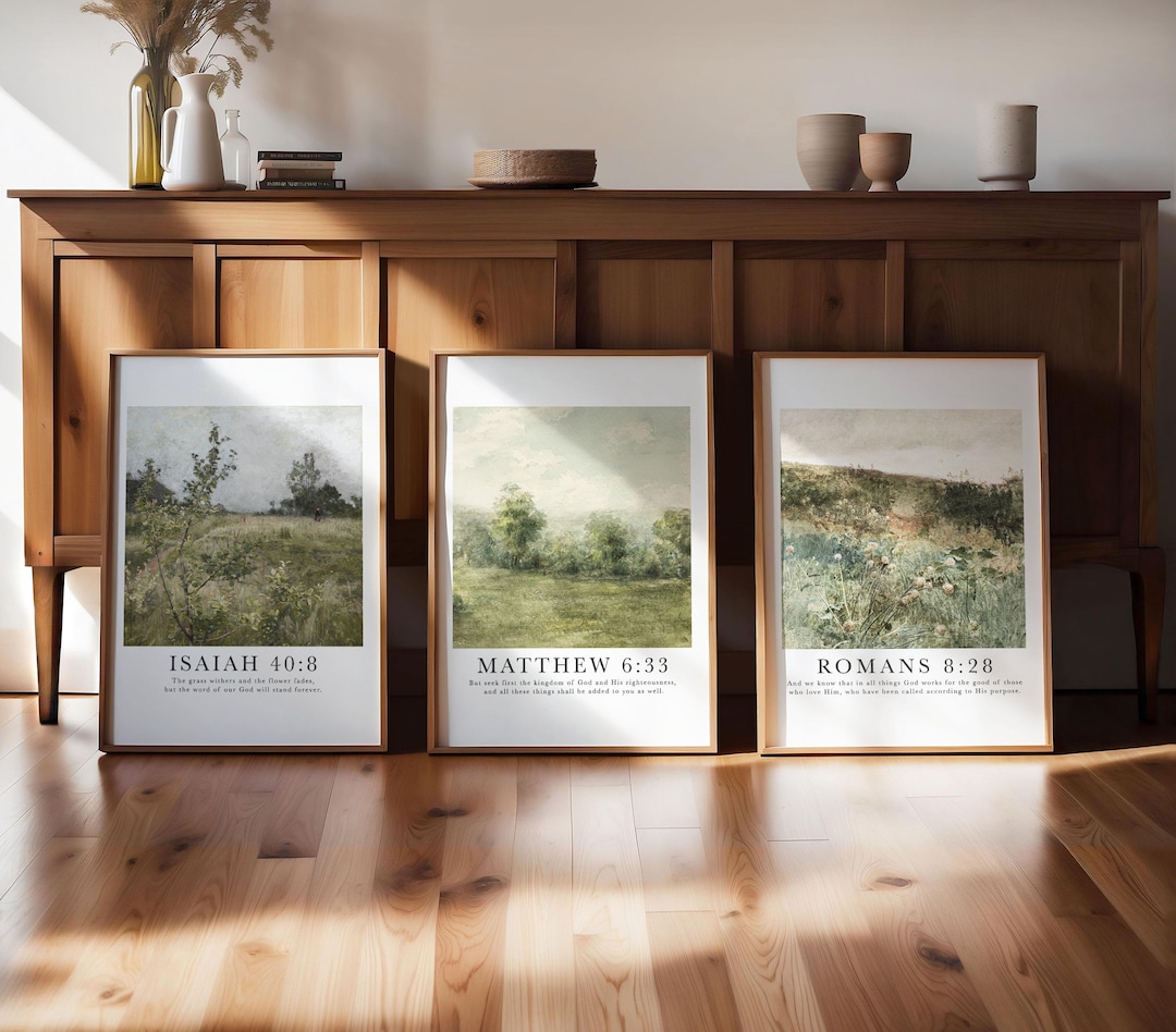 Set of 3 Bible Verse Vintage Art Printable Digital Download Scripture ...