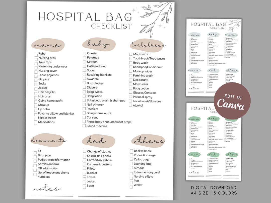 Hospital Bag Checklist | Birth Packing List | Labor and Delivery ...