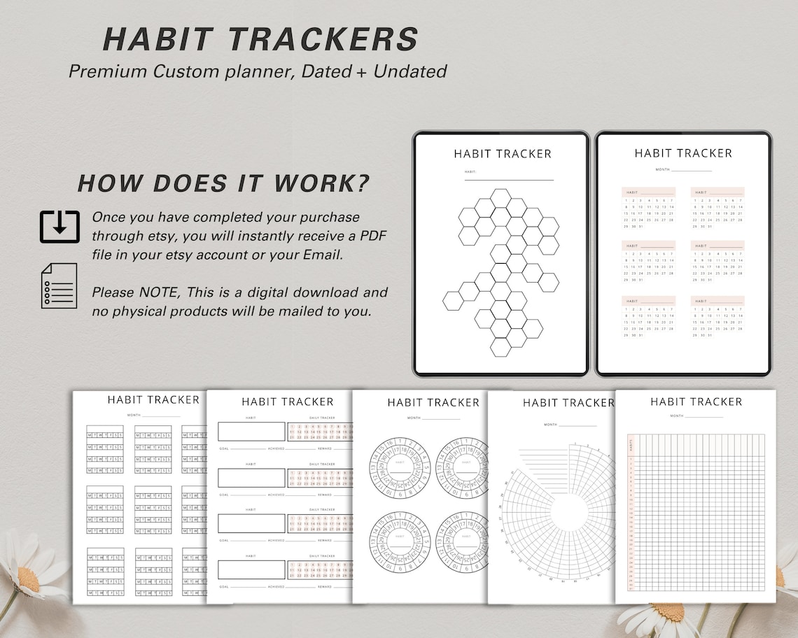 Habit Trackers Printable Tracker Personalized Habit Habit Planning Tool ...