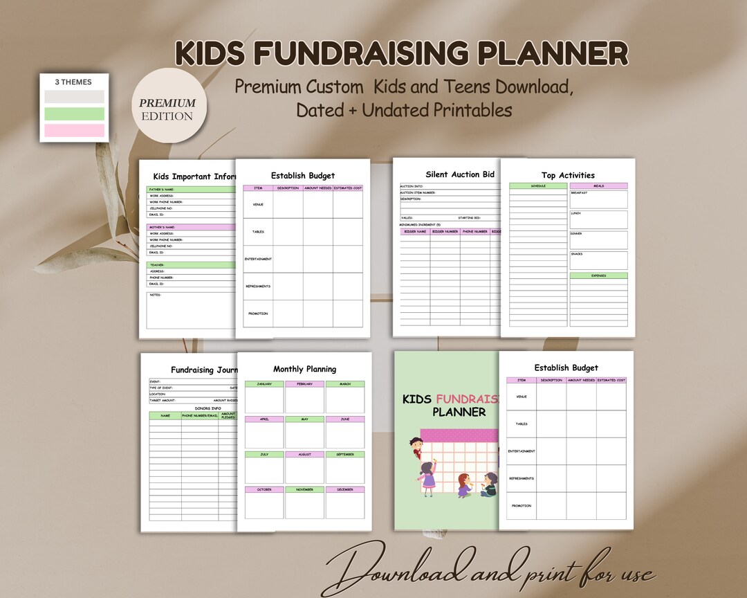 Kids Fundraising Planner, School Fundraiser Organizer, Children's ...