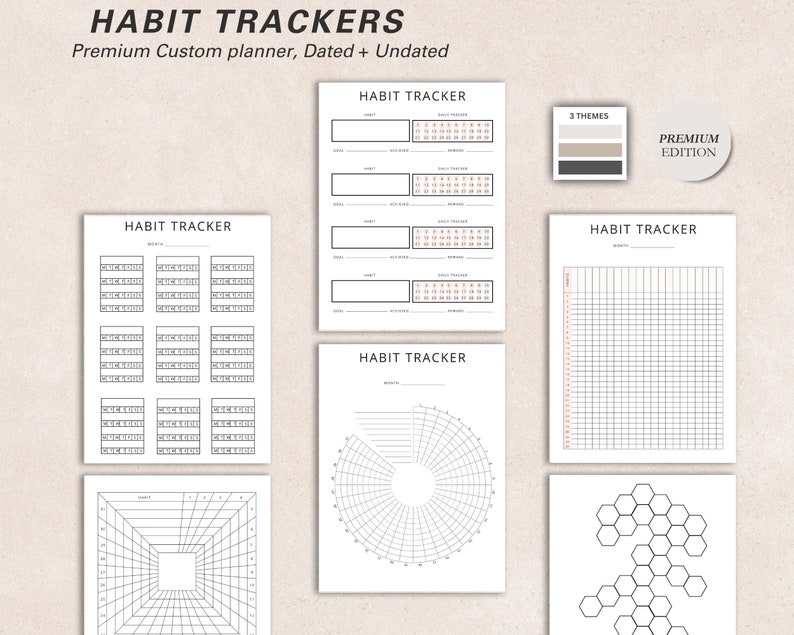Habit Trackers Printable Tracker Personalized Habit Habit Planning Tool ...