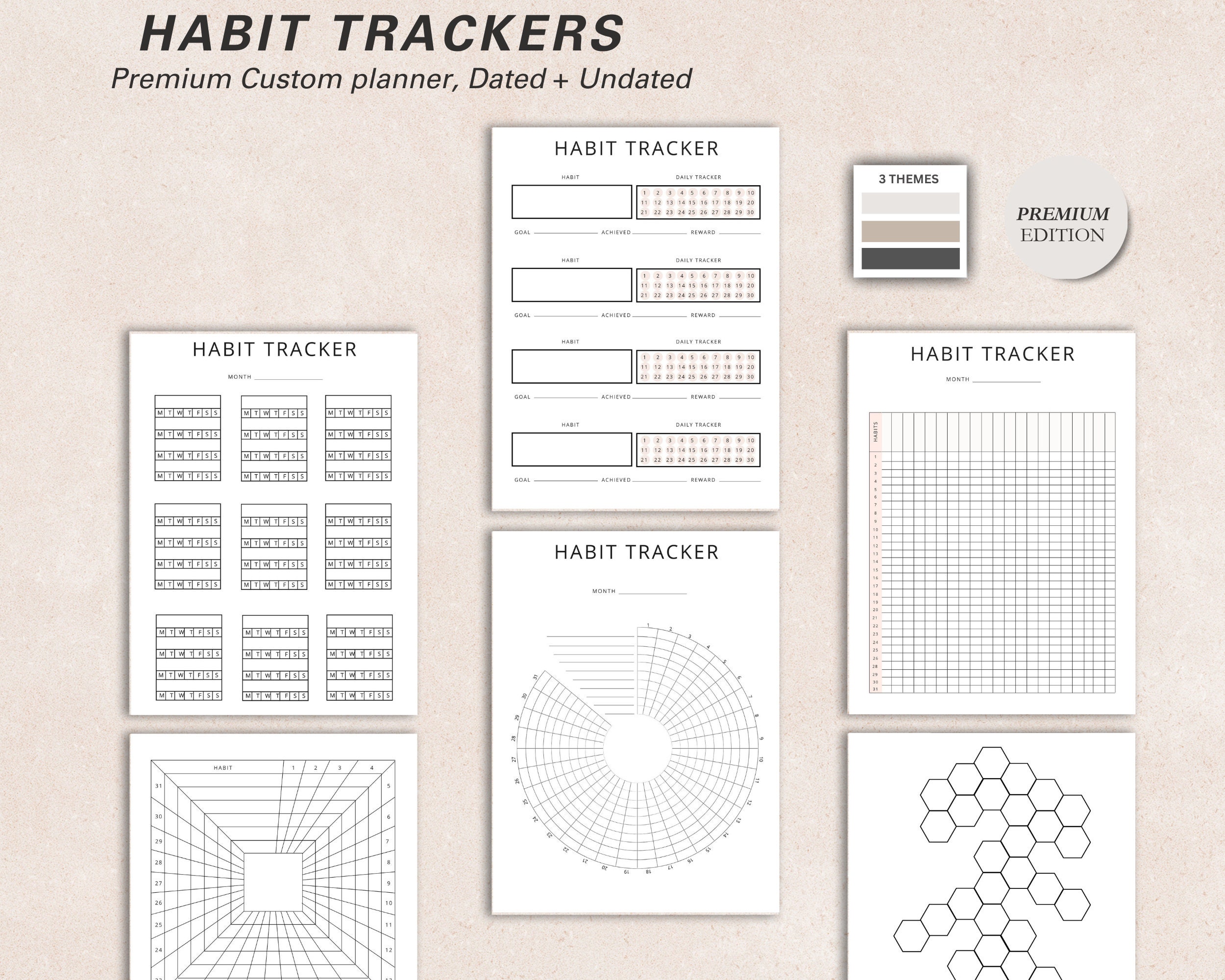 Habit Trackers Printable Tracker Personalized Habit Habit Planning Tool ...