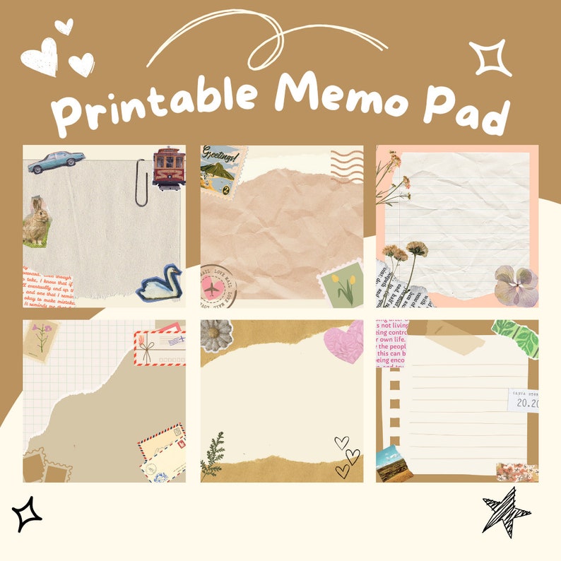 Vintage Memo Pad, Printable Memo Sheet, Back to School Memo Pad, Office ...