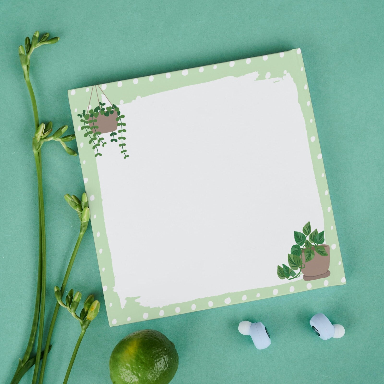 Printable Plant Memopad, Green Notepad, Cute Printable Stationary ...