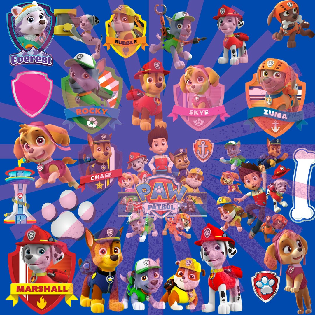 60 Paw Patrol SVG Bundle Kids Cartoon Characters Cut Files - Etsy UK