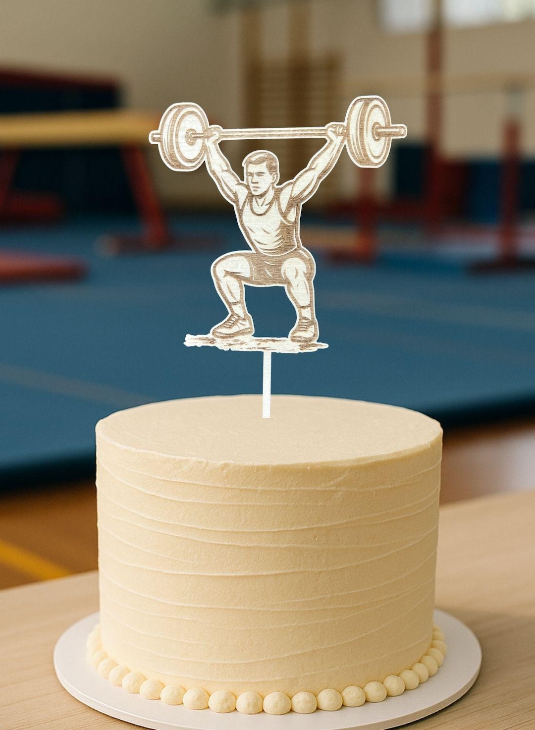 Laser Engraved Weightlifter Cake Topper: Gym Birthday Decoration ...