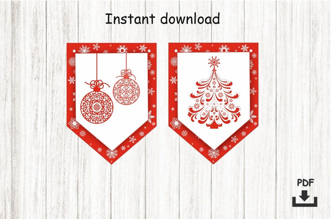 Printable PDF Banner, Merry Christmas PDF Banner, DIY Printable ...