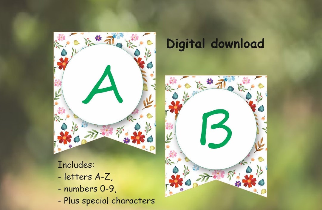 Floral Banner, Printable Bunting, PDF Banner, DIY Customizable, Party ...