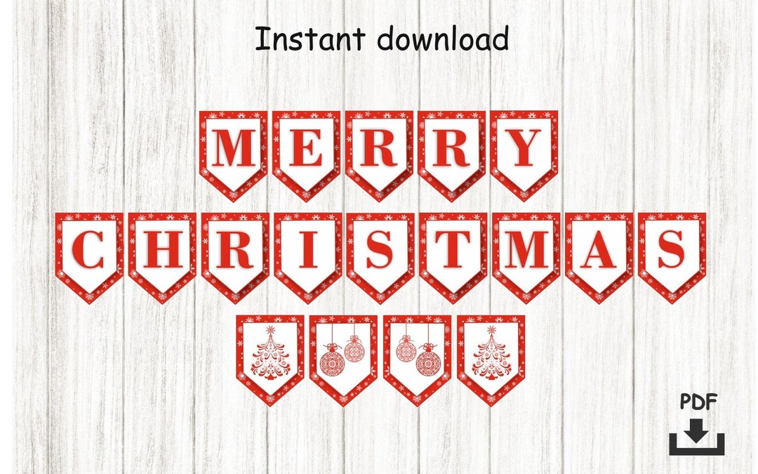 Printable PDF Banner, Merry Christmas PDF Banner, DIY Printable ...