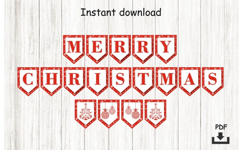 Printable PDF Banner, Merry Christmas PDF Banner, DIY Printable ...