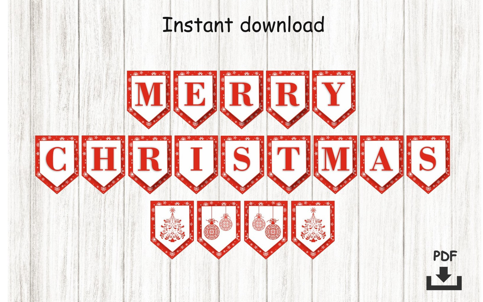 Printable PDF Banner, Merry Christmas PDF Banner, DIY Printable ...