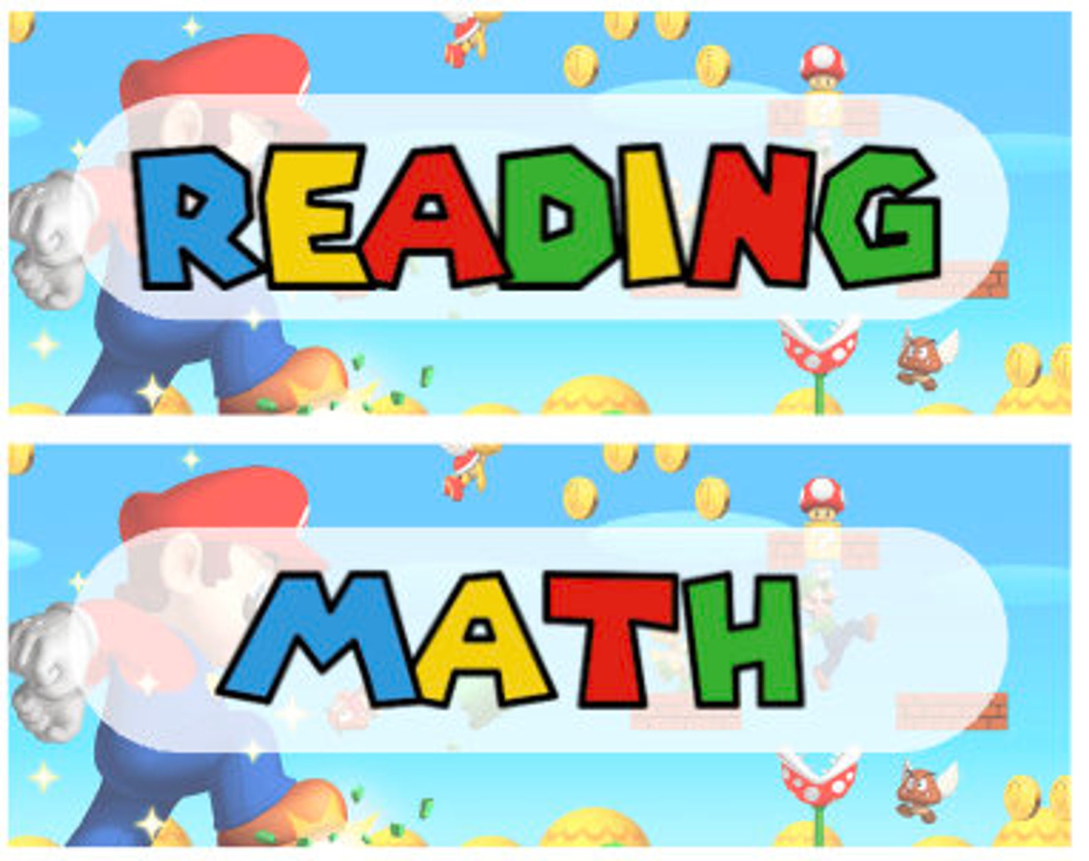 Super Mario 14 School Subject Labels A4 Sheet School Labels - Etsy