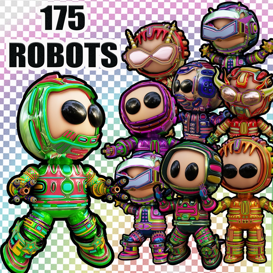 175 Robots PNG Transparent Background Collection. Cute Cartoon ...