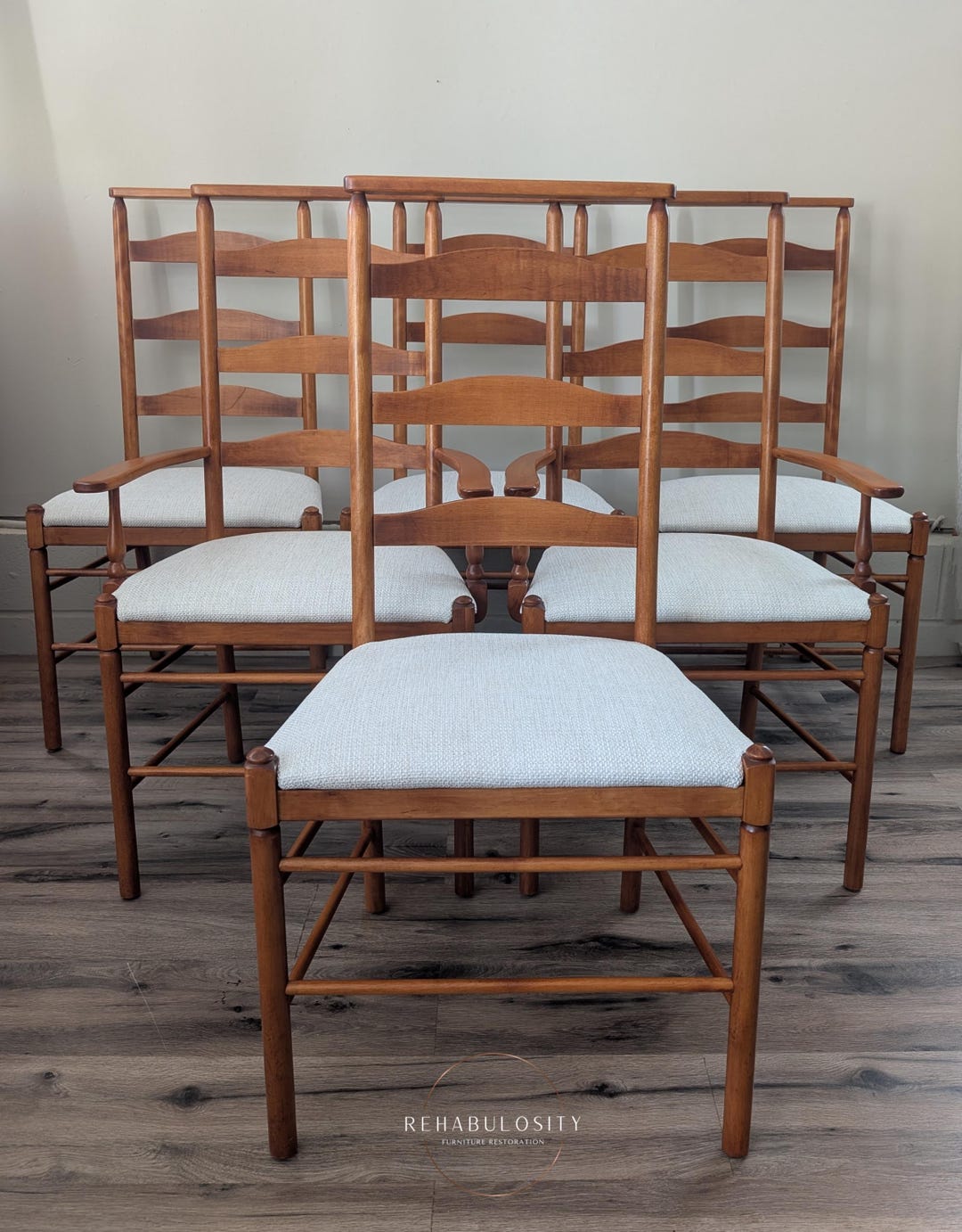 Set of (6) Maple Ladderback Shaker-style Dining Chairs by Crawford ...