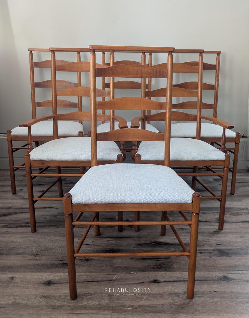 Set of (6) Maple Ladderback Shaker-style Dining Chairs by Crawford Furniture - Etsy