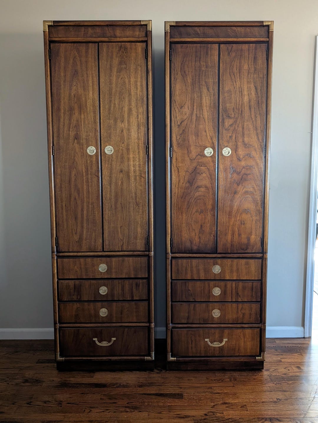 Pair of Drexel Accolade II Campaign Tall Armoires - Etsy