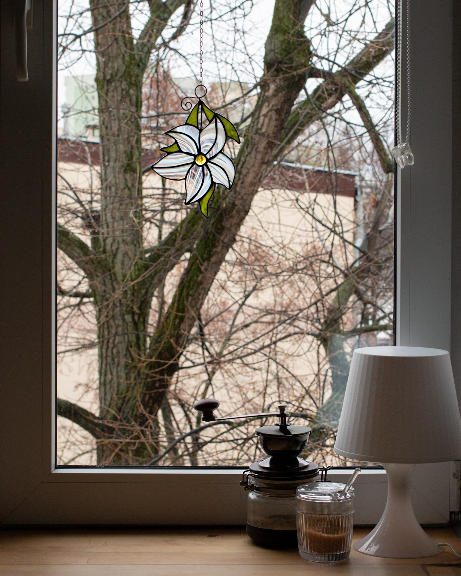 Stained Glass Lily Suncatcher | Hanging Window Ornament | Light Catcher ...