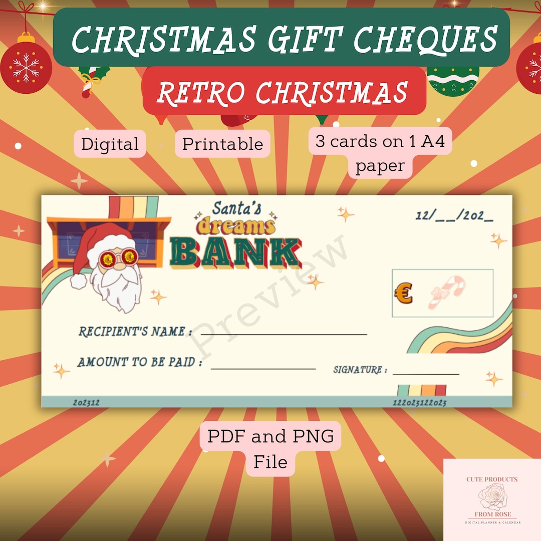 Christmas Euro Blank Cheque | Fun Christmas Money Gift Idea | Printable ...