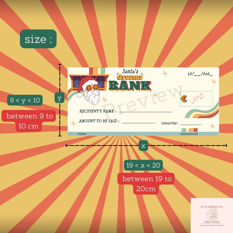 Christmas Euro Blank Cheque | Fun Christmas Money Gift Idea | Printable ...