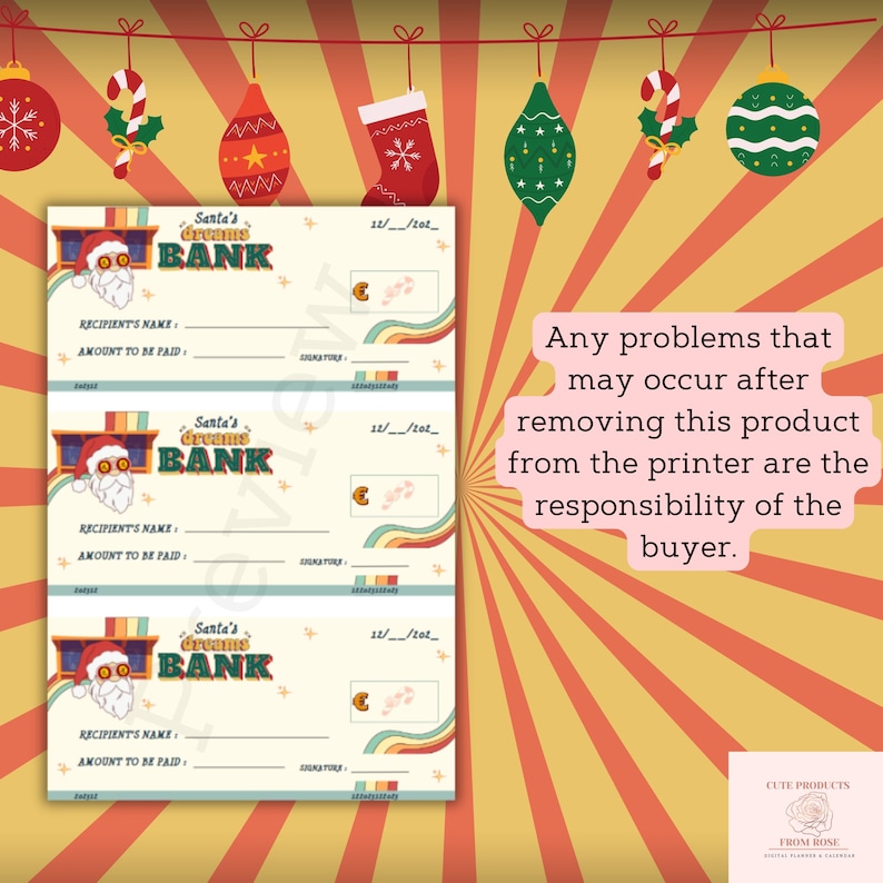 Christmas Euro Blank Cheque Fun Christmas Money Gift Idea Printable ...