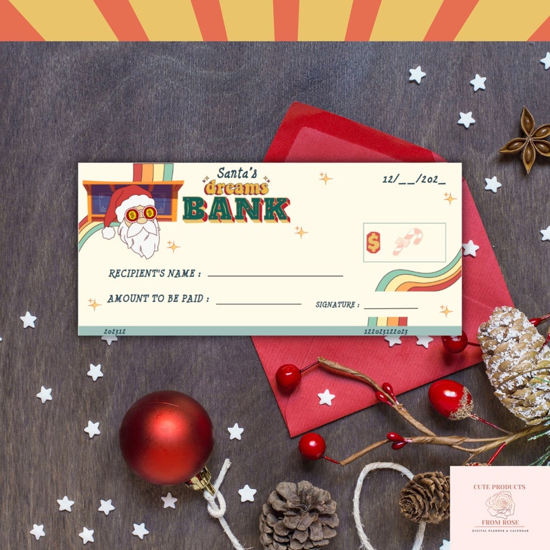 Christmas Dollars Blank Cheque | Retro and Fun Christmas Money Gift ...