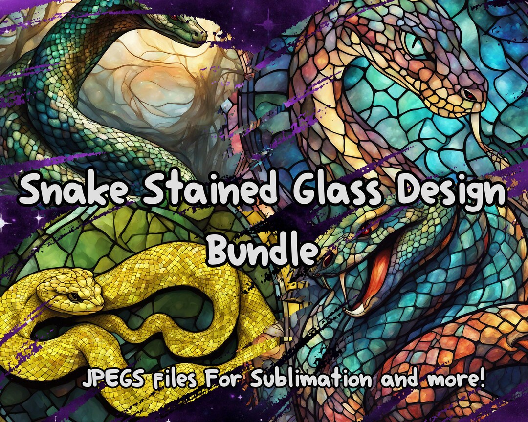 Snake Stained Glass Bundle, 30+ Snake JPEGS, Snake Clipart, Snake Art ...