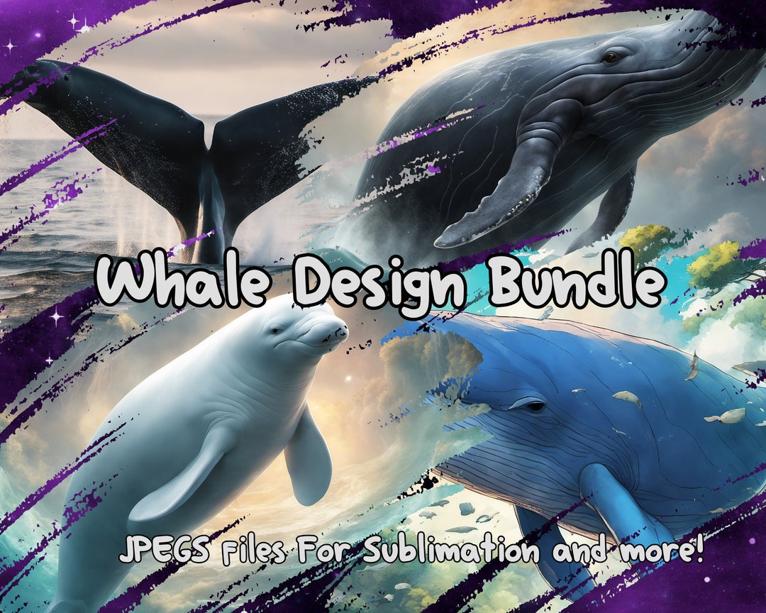 Whale Design Bundle, 35+ Whale JPEGS, Whale Clipart, Fantasy Clipart ...