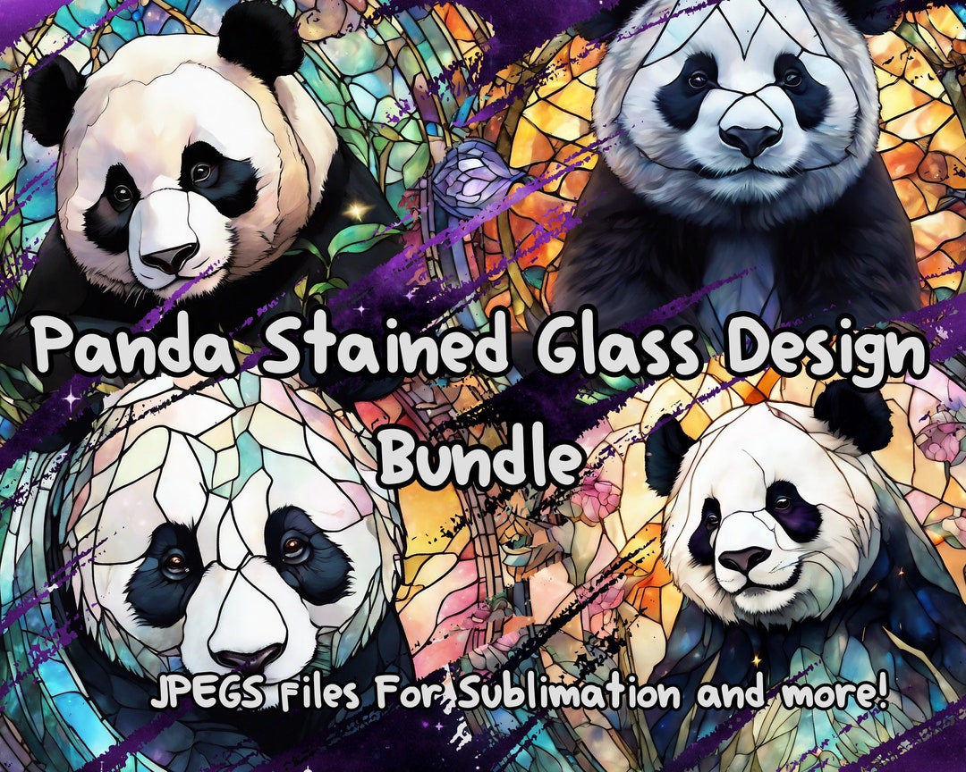 Panda Stained Glass Panda, 30+ Panda JPEGS, Panda Clipart, Panda Art ...