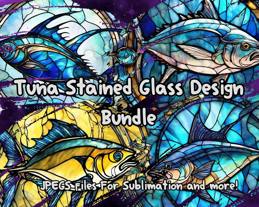 Tuna Stained Glass Bundle, 30 Tuna JPEGS, Tuna Clipart, Tuna Art ...
