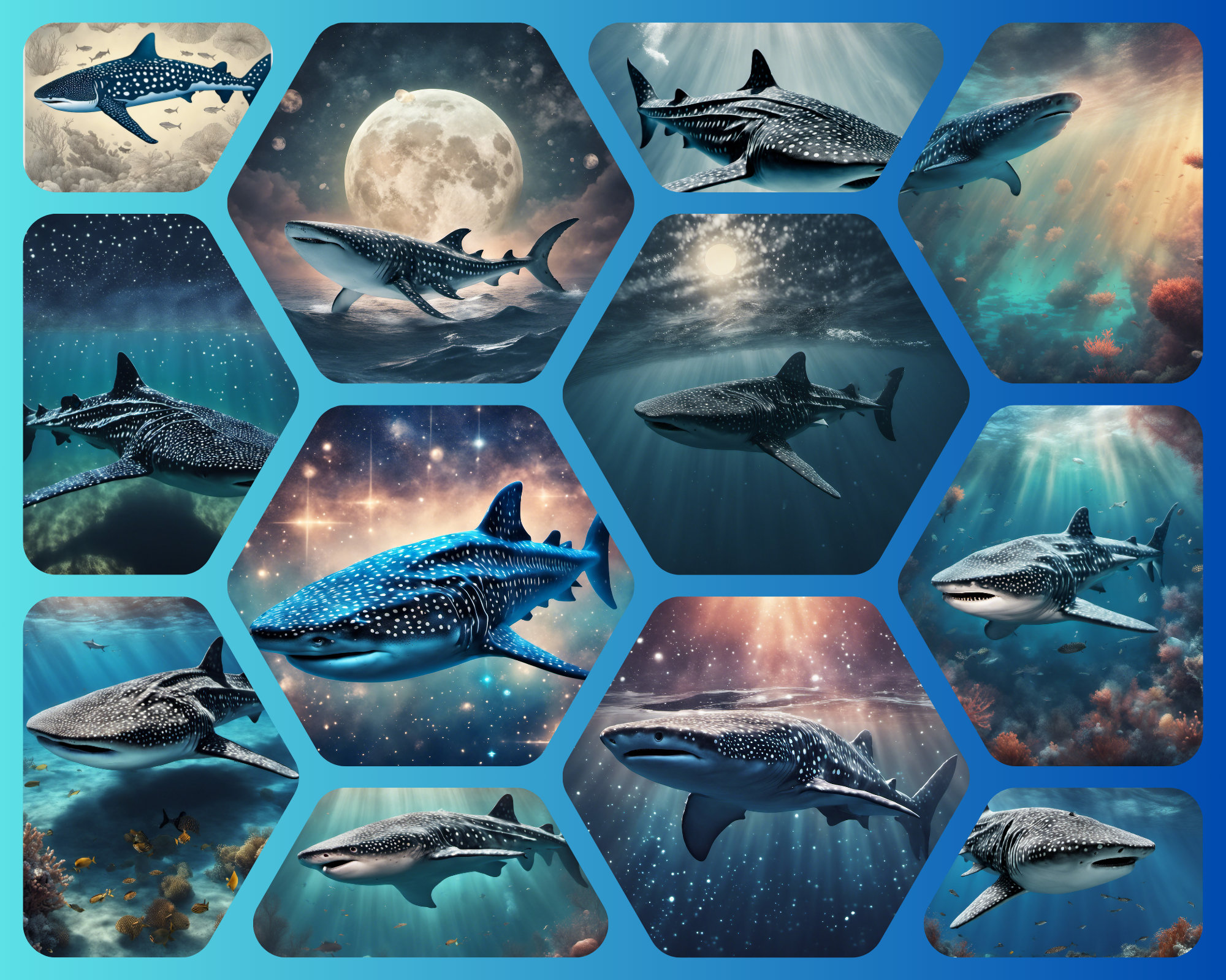 Whale Shark Design Bundle, 20+ Whale Shark JPEGS, Fantasy Clipart ...
