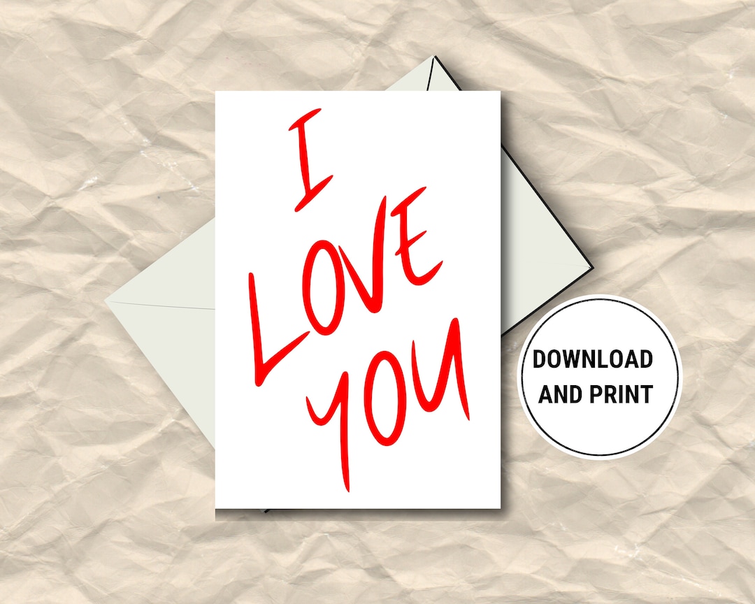Printable I Love You Greeting Card | Digital Love Card | Minimalist ...
