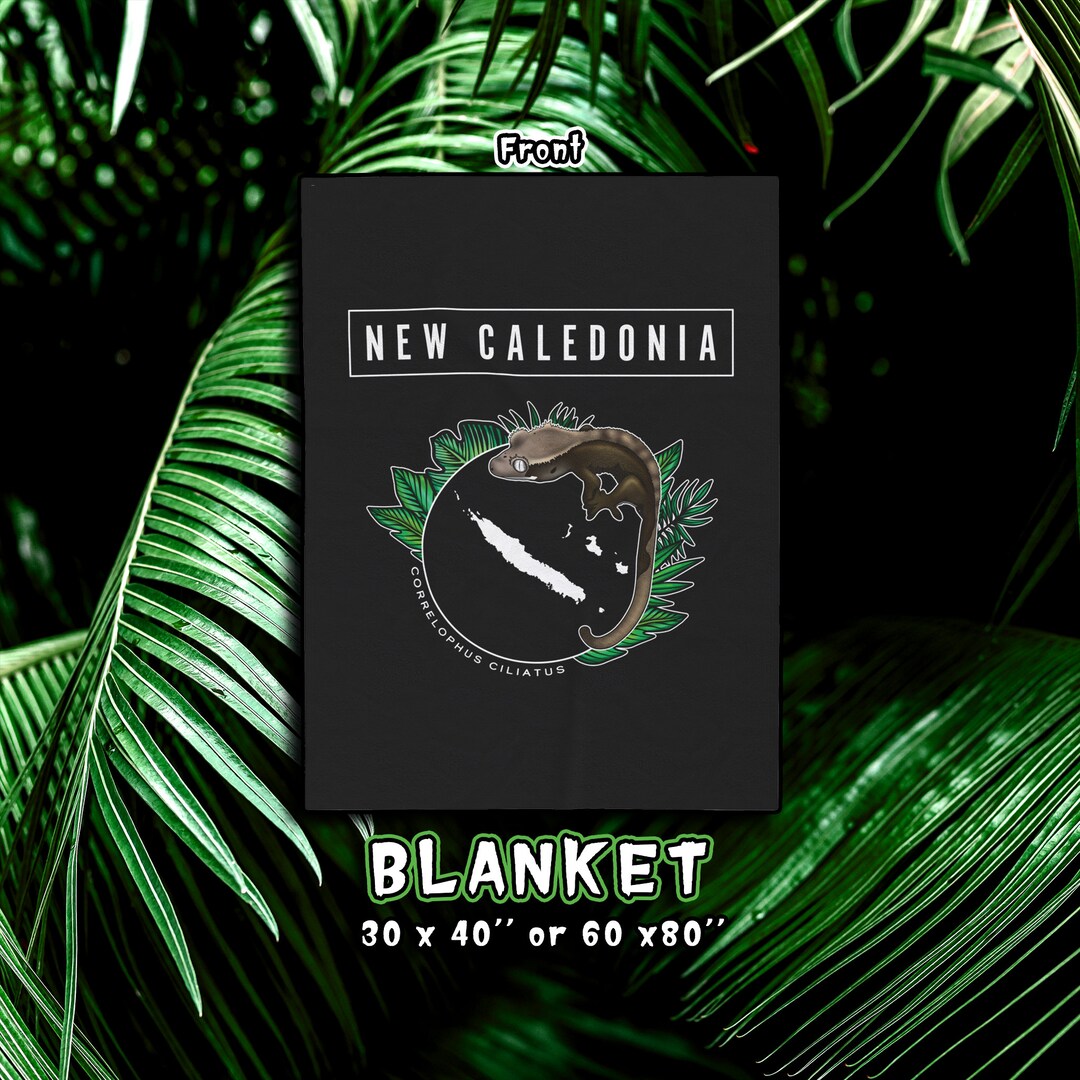 Nueva Caledonia, mapa de la isla, Gecko crestado, manta de felpa de ...