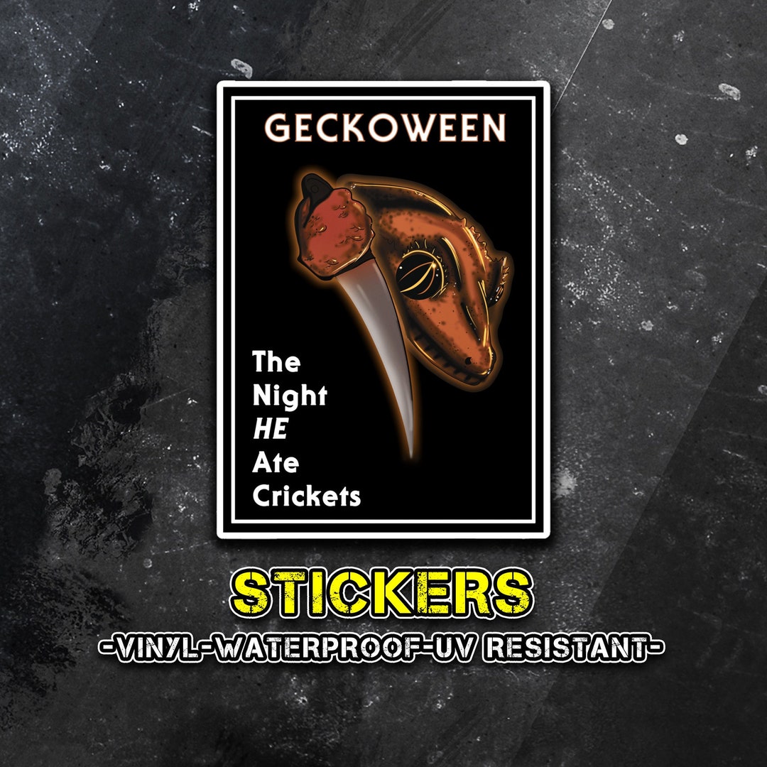 Crested Gecko Sticker, Lizard Decal for Reptile Lover, Halloween 1978 ...