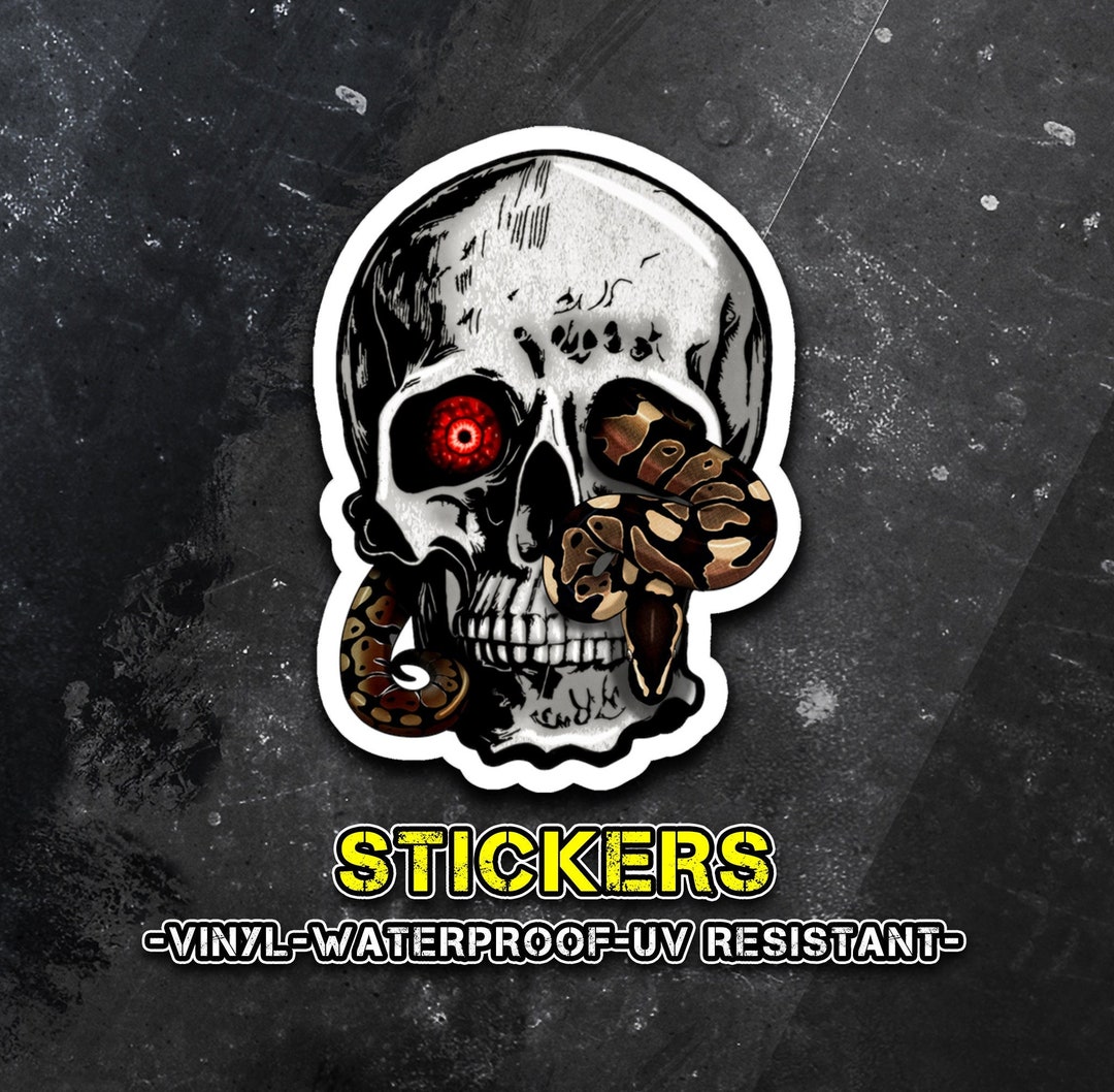 Ball Python Sticker, Snake Decal for Reptile Lover, Gothic Snake Skull ...